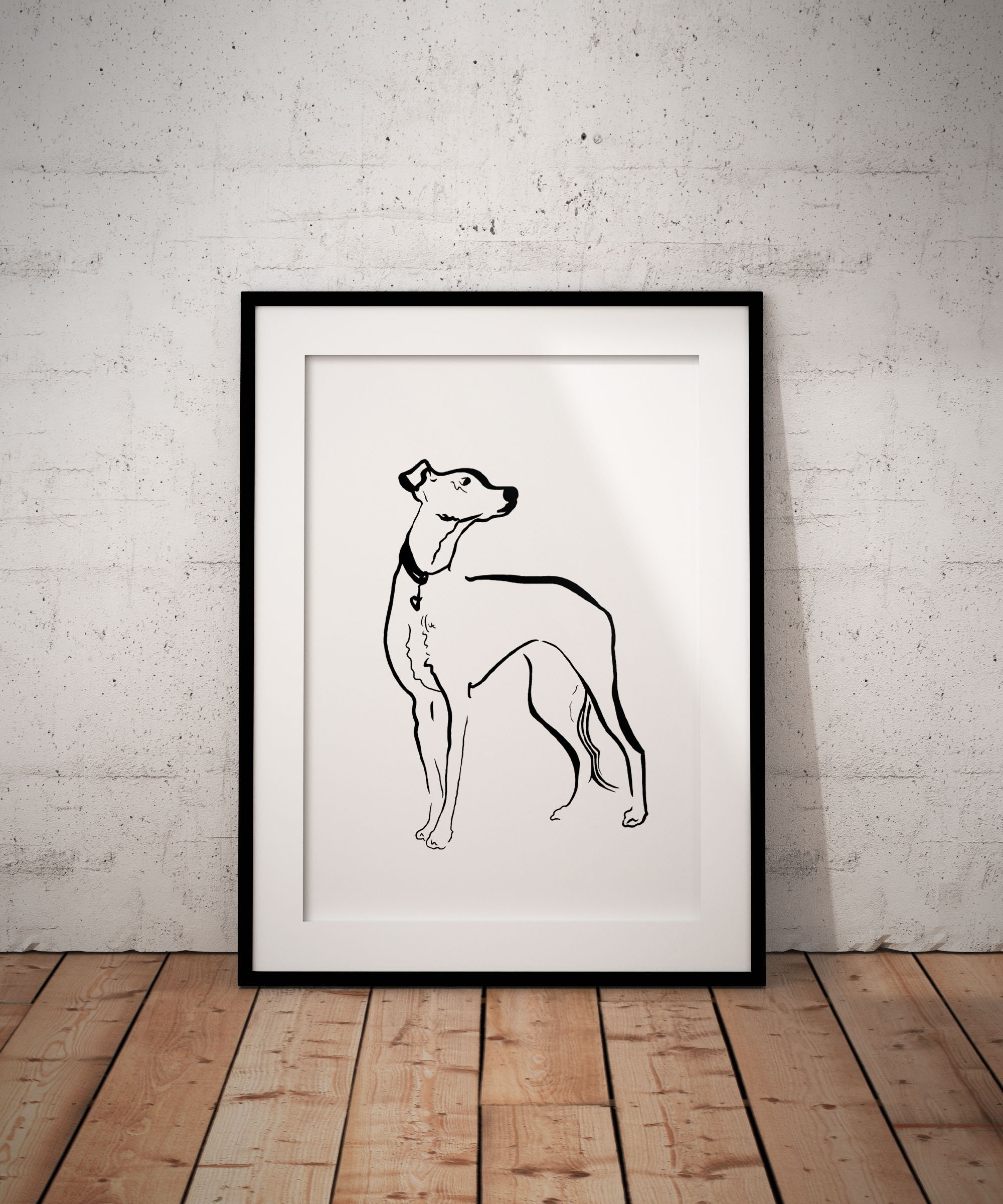 Whippet Print Italian Greyhound Print Line Art Print - Etsy
