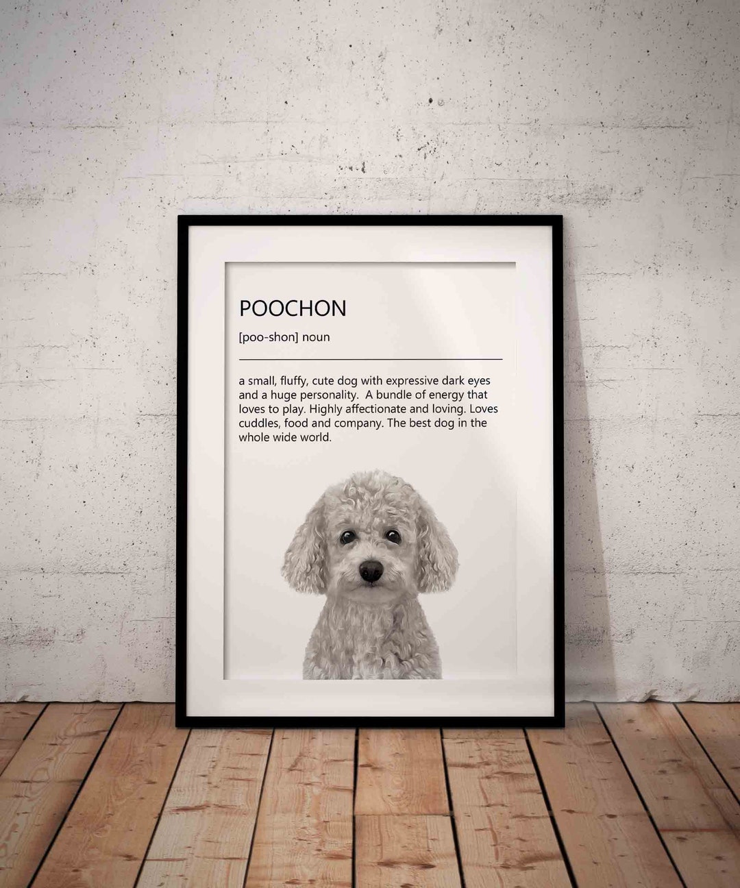 Cute, White Poochon Definition Art Print on a White Background ...