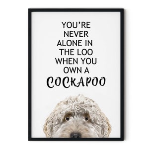 Cute, Fun Peeking Blonde Cockapoo Giclée Art Print With White ...