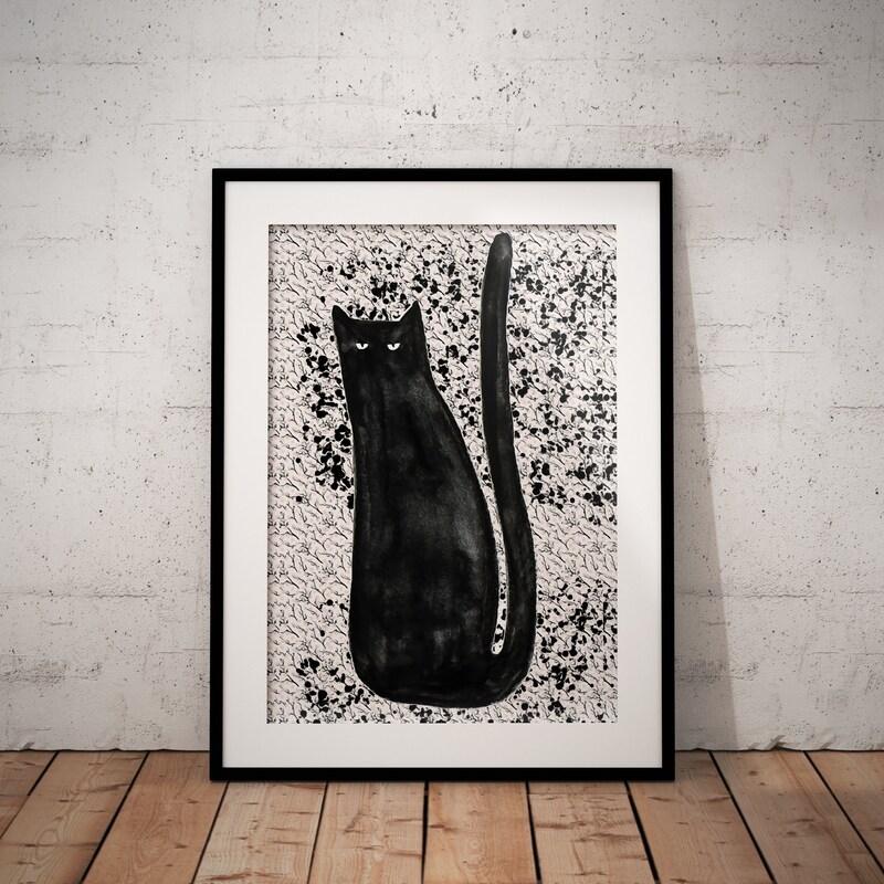 Black Cat Print - Etsy