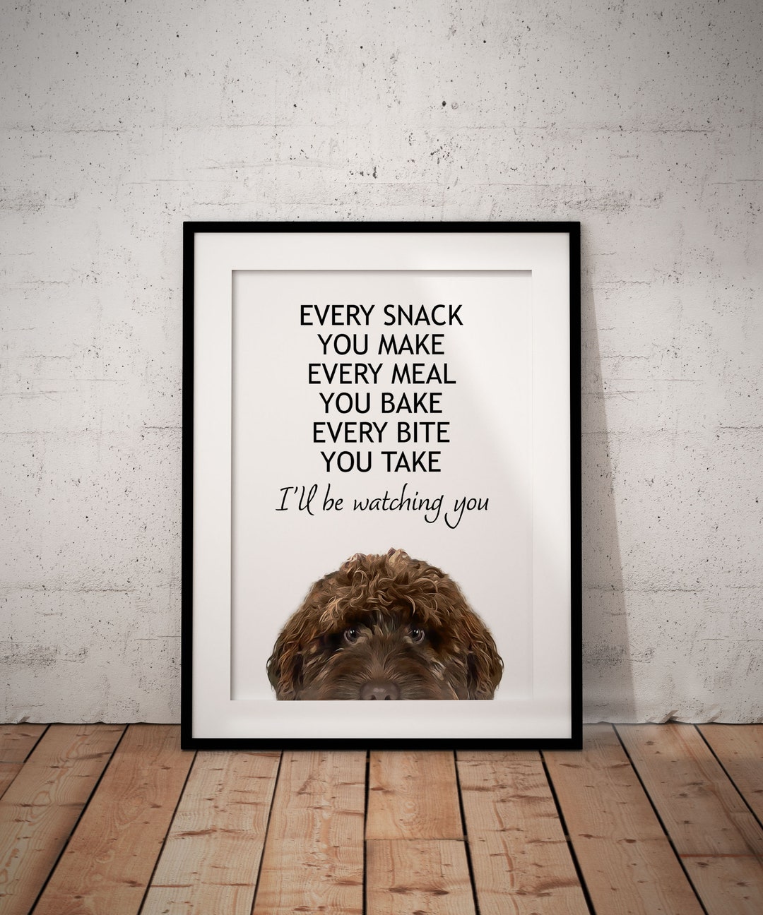 Peeking Chocolate Cockapoo Giclée Art Print, Funny Dog Lover Gift ...