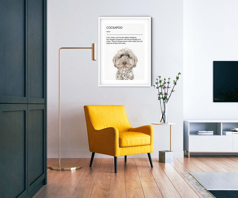 Cockapoo Definition Art Print Cute Fun Peeking Blonde - Etsy