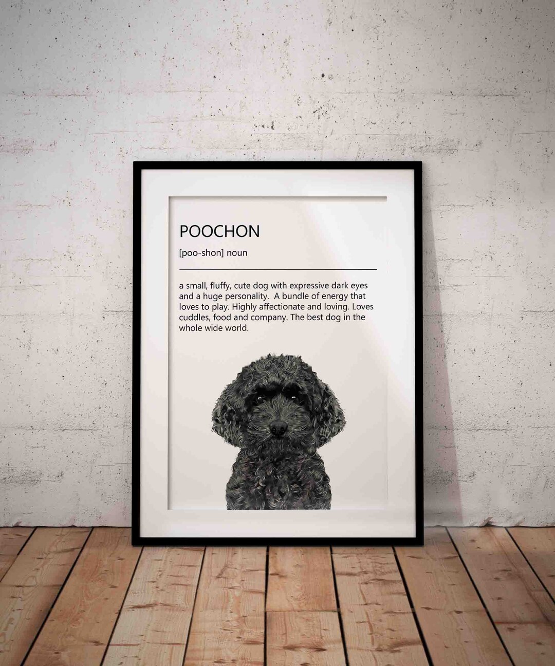 Cute, Black Poochon Definition Art Print on a White Background, Choice ...