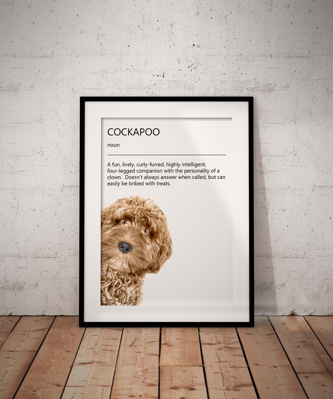 Cockapoo Definition Art Print, Cute, Fun Peeking Golden Tan Cockapoo ...