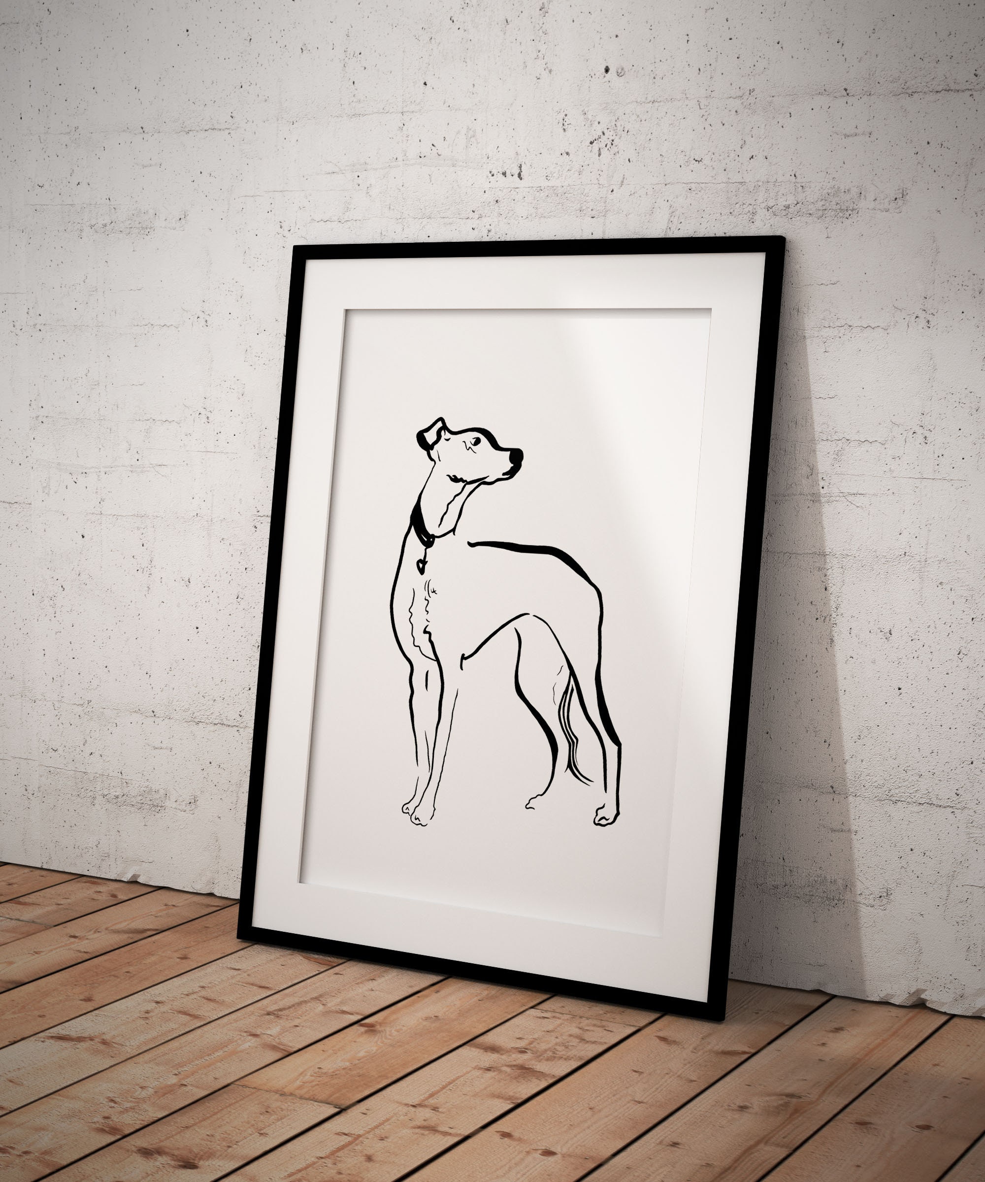Whippet Print Italian Greyhound Print Line Art Print - Etsy