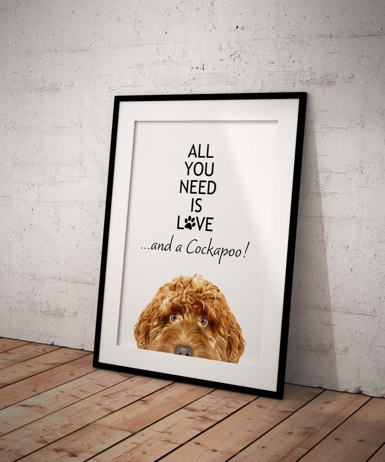 Red Peeking Cockapoo Giclée Art Print all You Need is - Etsy