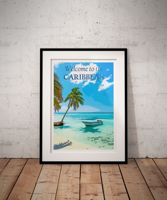 Remastered Vintage Travel Art Poster Caribbean Print | Etsy