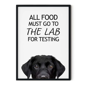Fun, Cute Black Labrador Giclée Art Print, All Food Must Go to the Lab ...