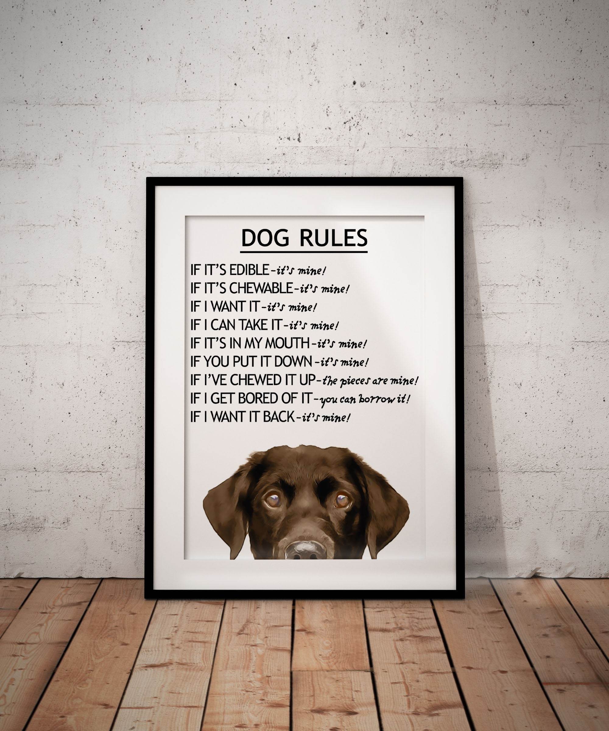 Dog Rules Chocolate Brown Labrador Giclée Art Print With White - Etsy
