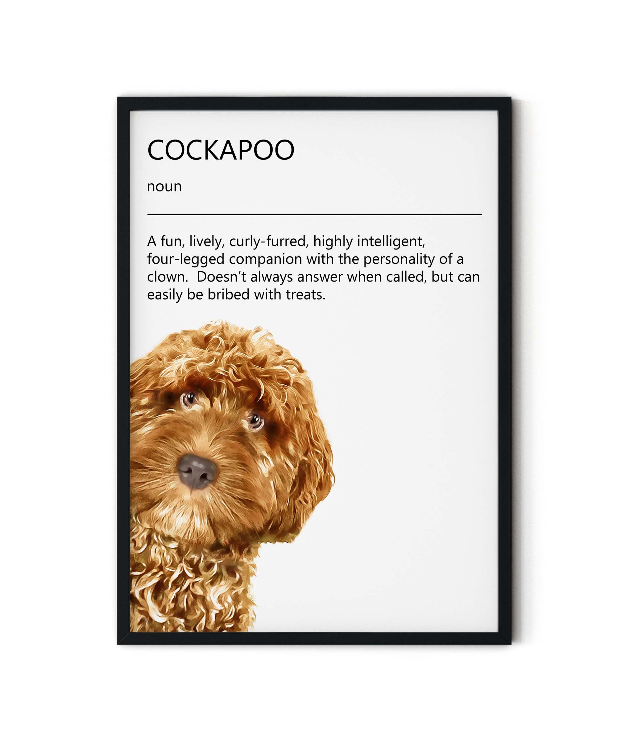 Cockapoo Definition Art Print Cute Fun Peeking Red Cockapoo - Etsy UK