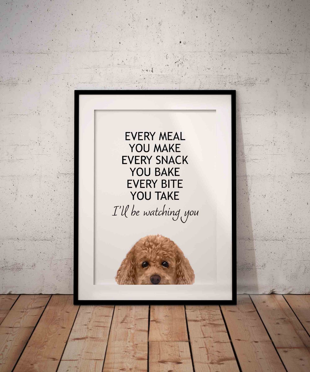 Tan Poochon Giclee Art Print With White Background, I'll Be Watching ...