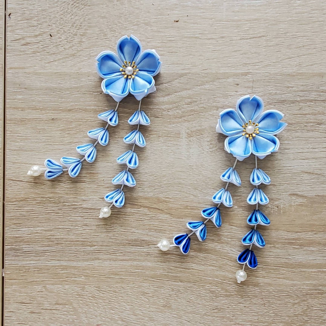 Kanzashi Cherry Blossom Sakura Flower Hair Clip Barrette With Tassels ...
