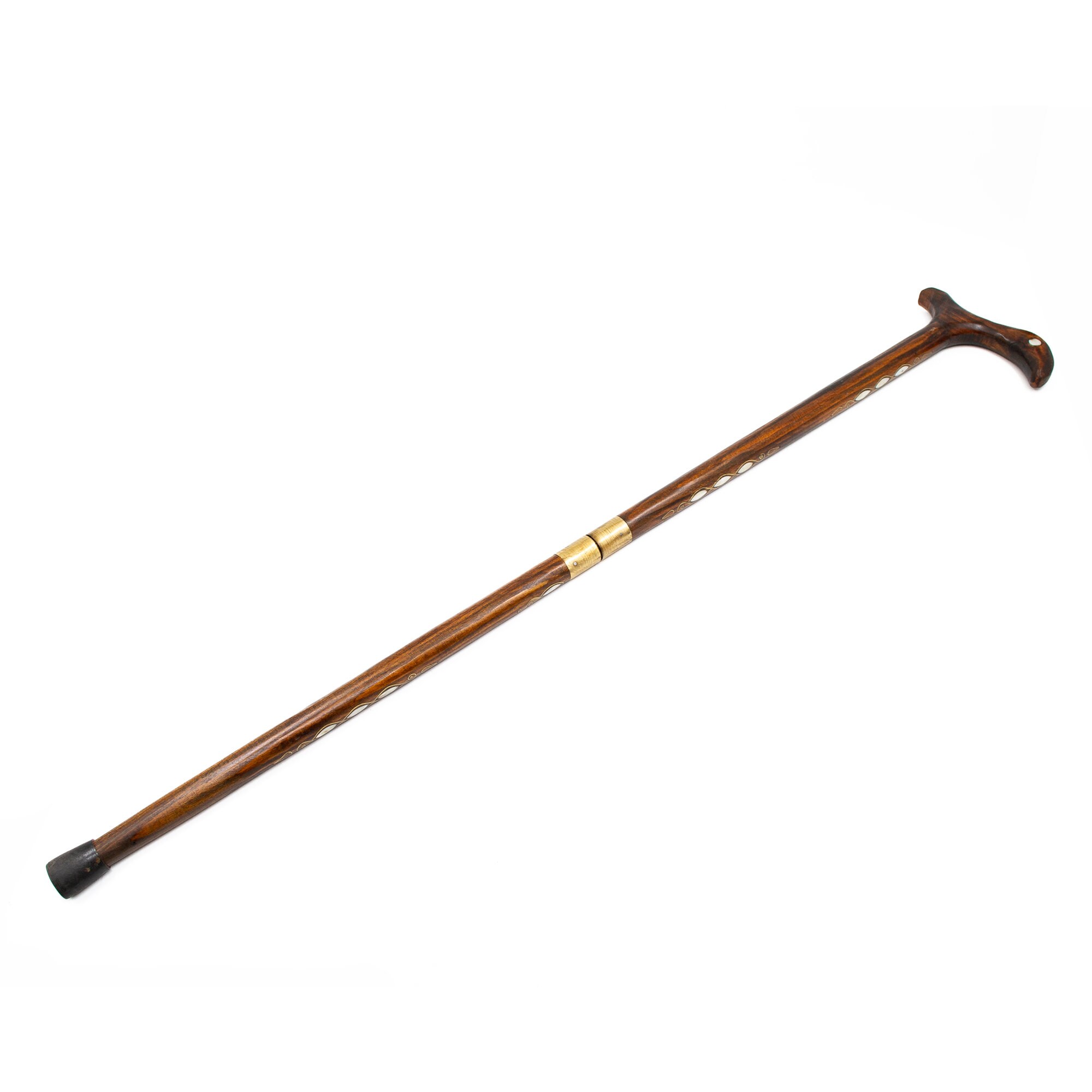 Wooden Walnut Walking Cane Mother of Pearl Inlaid Walking Stick ...