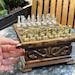 Handmade Wooden Chess Set With Metal Figures, Secret Key Lock Box - Etsy