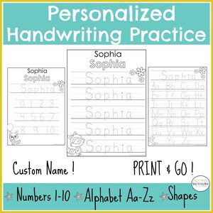 Custom Name Handwriting Sheets for Pre-schoolers, Kindergarteners and ...
