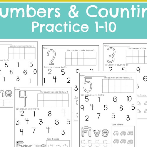 Preschool Pre K Kindergarten Numbers and Counting Practice - Etsy