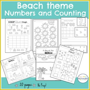 Preschool Pre K Kindergarten Numbers and Counting Math Bundle- BEACH ...