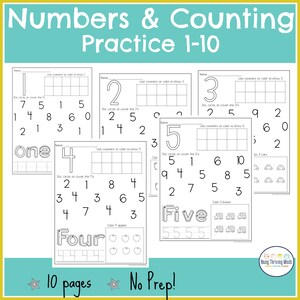 Preschool Pre K Kindergarten Numbers and Counting Practice- Instant ...