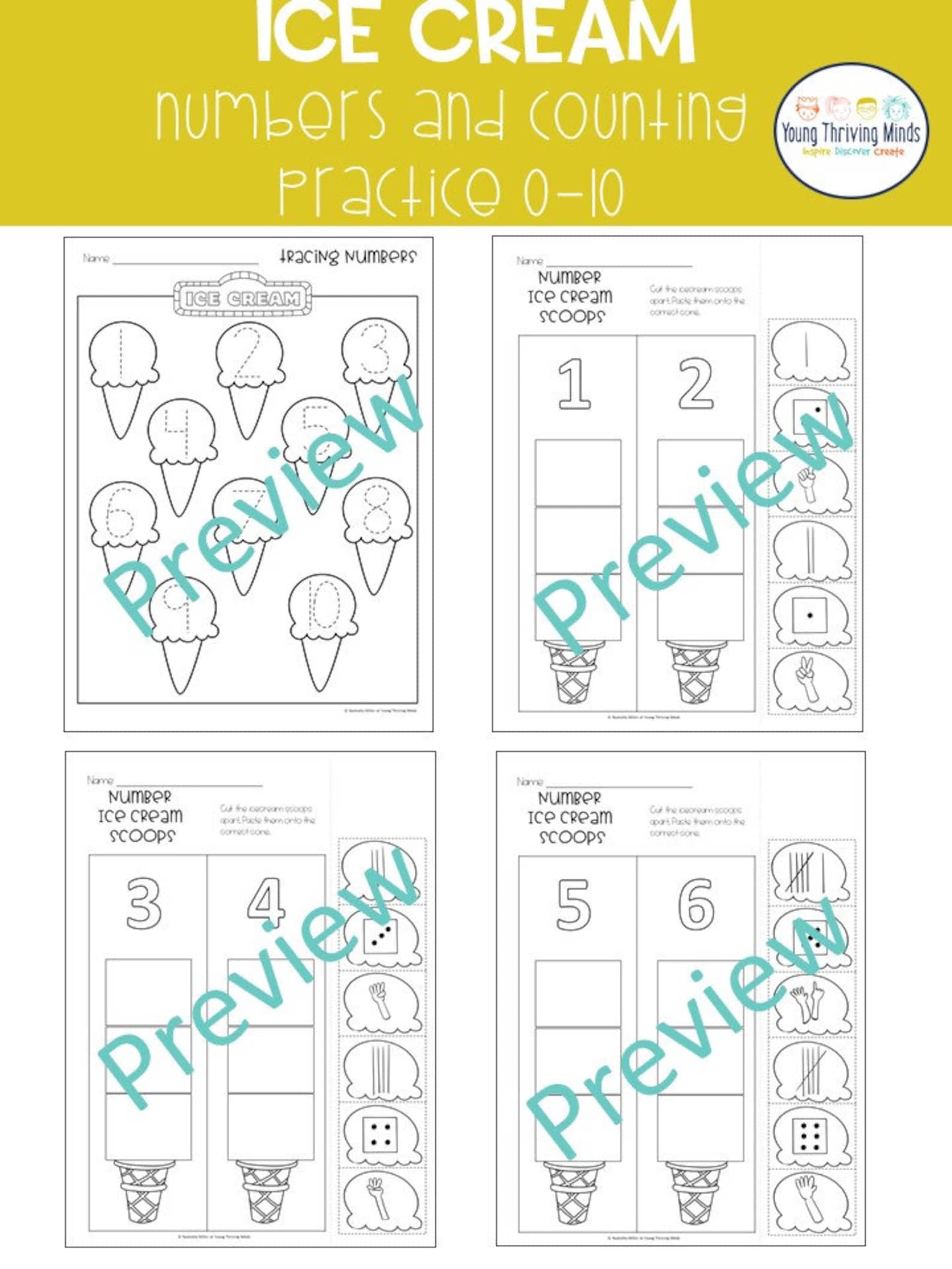 Preschool Pre K Kindergarten Numbers and Counting Math Bundle- Ice ...