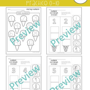 Preschool Pre K Kindergarten Numbers and Counting Math Bundle- Ice ...