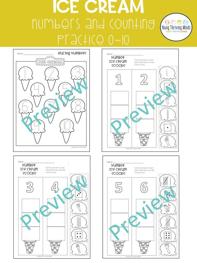 Preschool Pre K Kindergarten Numbers and Counting Math Bundle- Ice ...