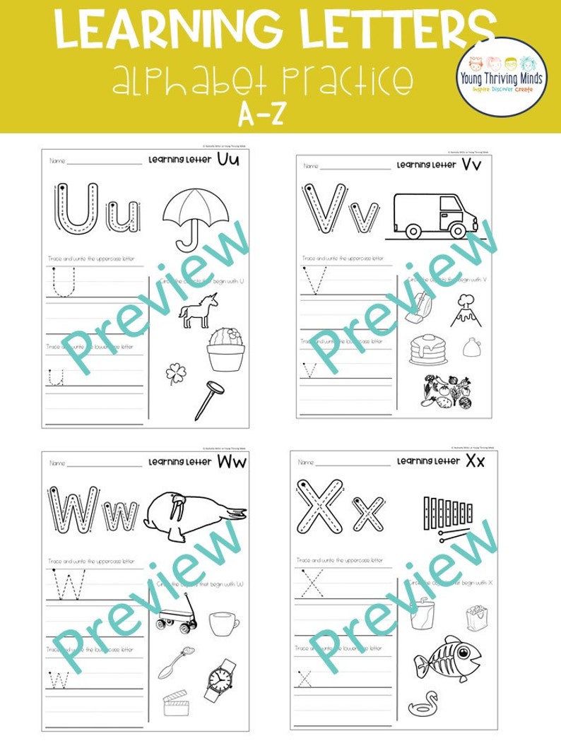 Preschool Handwriting Worksheets/ Alphabet Writing Practice/ | Etsy