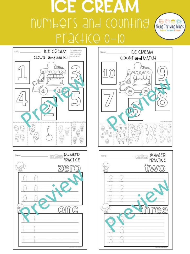 Preschool Pre K Kindergarten Numbers and Counting Math Bundle- Ice ...