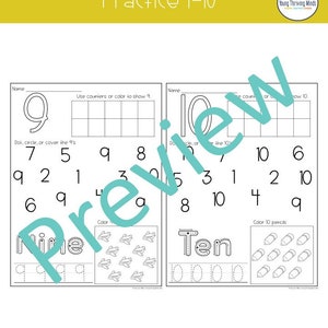 Preschool Pre K Kindergarten Numbers and Counting Practice- Instant ...