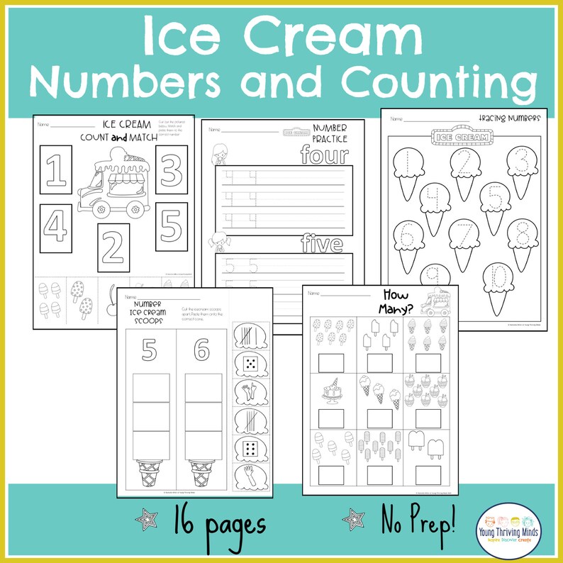 Preschool Pre K Kindergarten Numbers and Counting Math Bundle- Ice ...