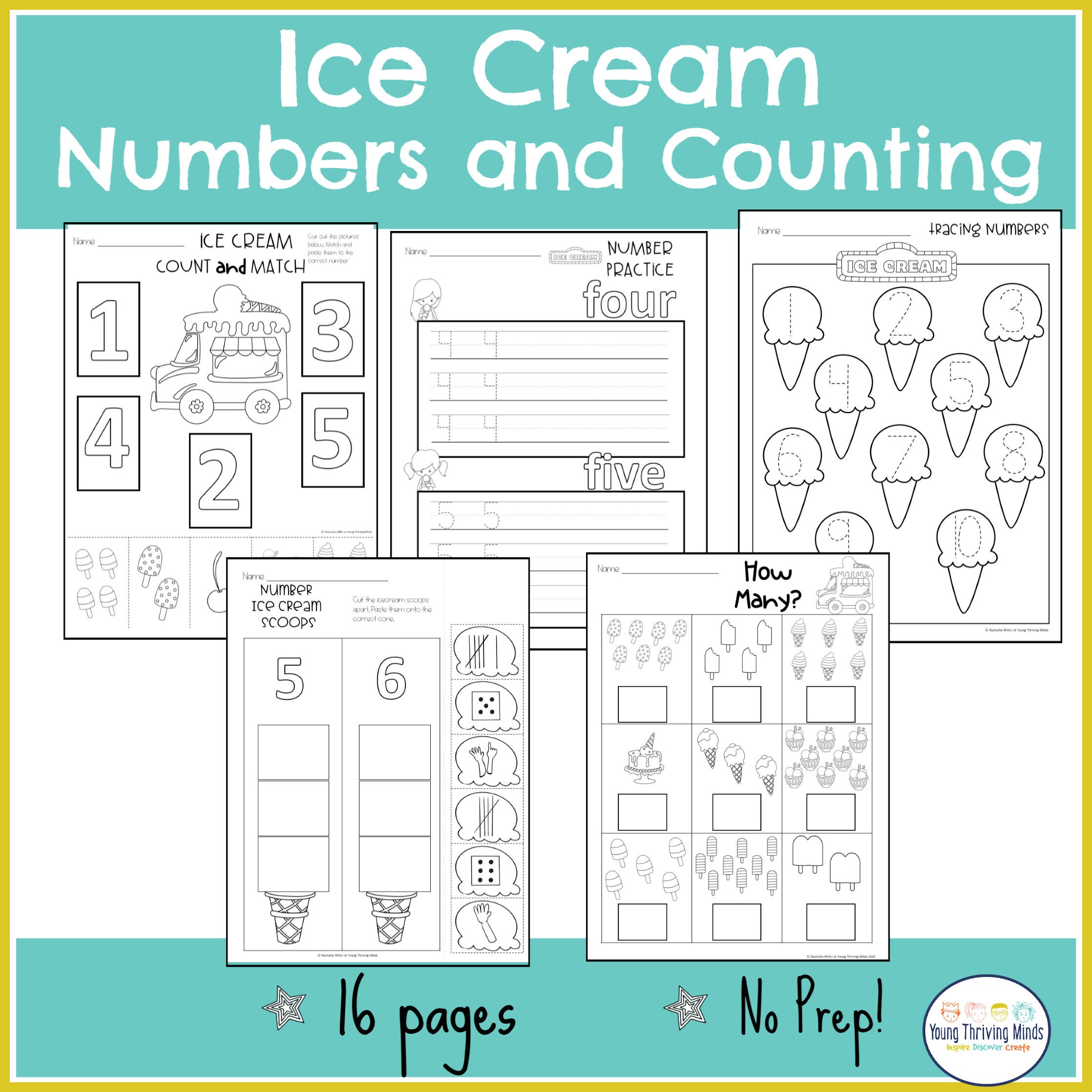 Preschool Pre K Kindergarten Numbers and Counting Math Bundle- Ice ...