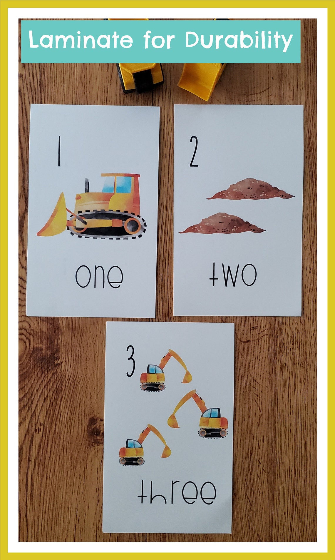 Construction Theme Flash Cards Number Practice Number 1-10 - Etsy