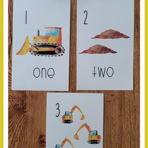 Construction Theme Flash Cards Number Practice Number 1-10 | Etsy