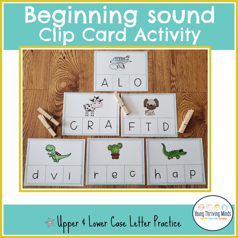 Alphabet & Beginning Sound Clip Card Activity A-Z Printable - Etsy