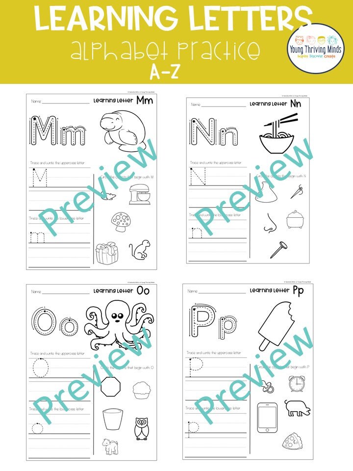 Preschool Handwriting Worksheets/ Alphabet Writing Practice/ | Etsy