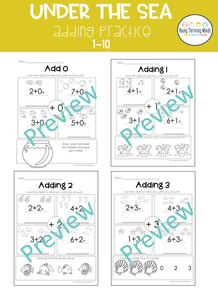 Adding Practice Preschool Printable- Numbers and Counting Preschool ...