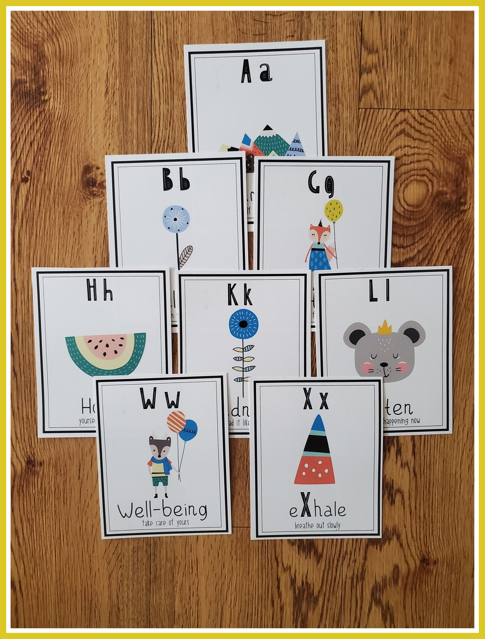 Mindfulness Alphabet Flash Card, Mindfulness Printable, Home School ...