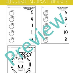 Apple Theme Pre K Activity Printable Numbers & Counting, Alphabet ...