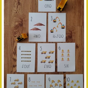 Construction Theme Flash Cards Number Practice Number 1-10 | Etsy
