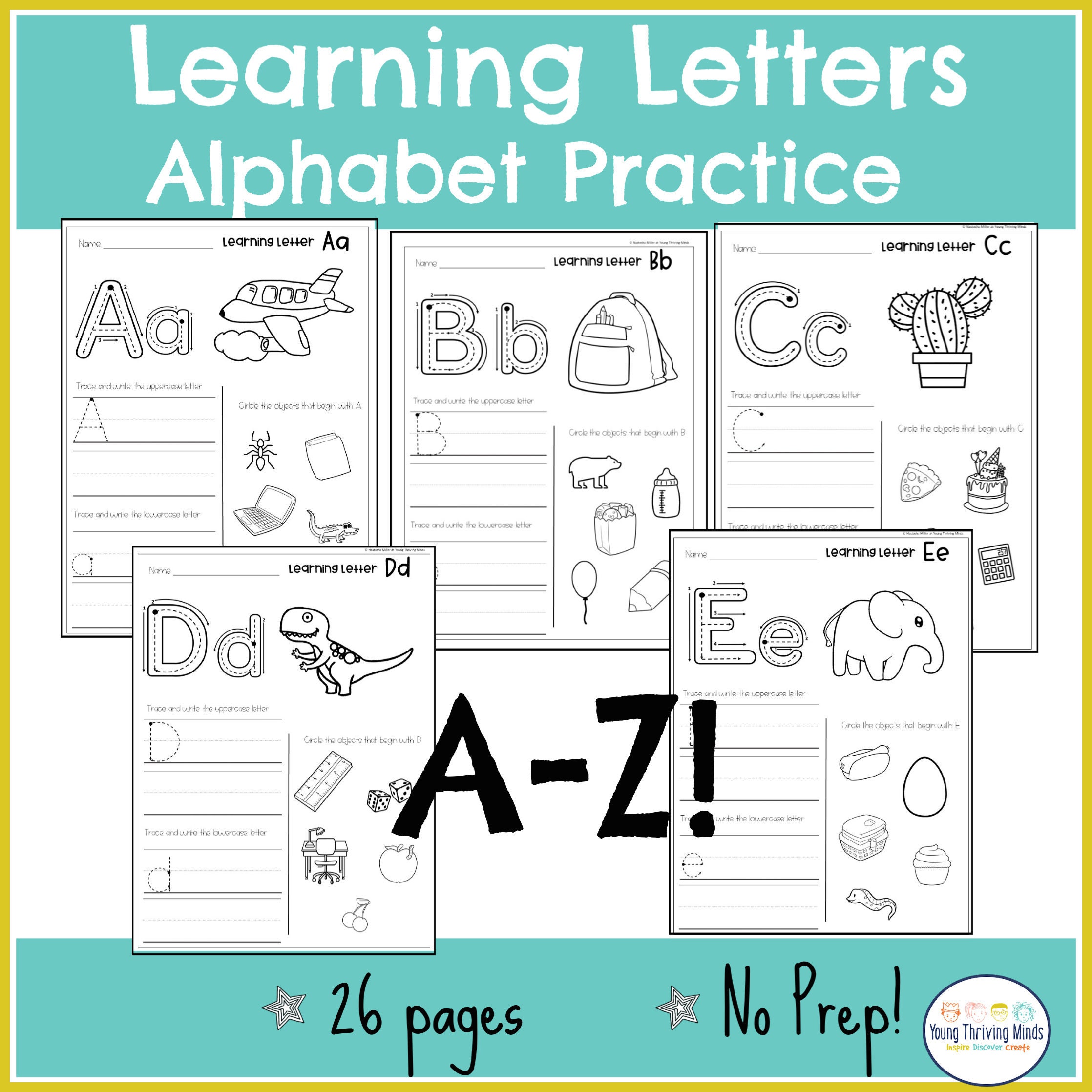 Preschool Handwriting Worksheets/ Alphabet Writing Practice/ | Etsy