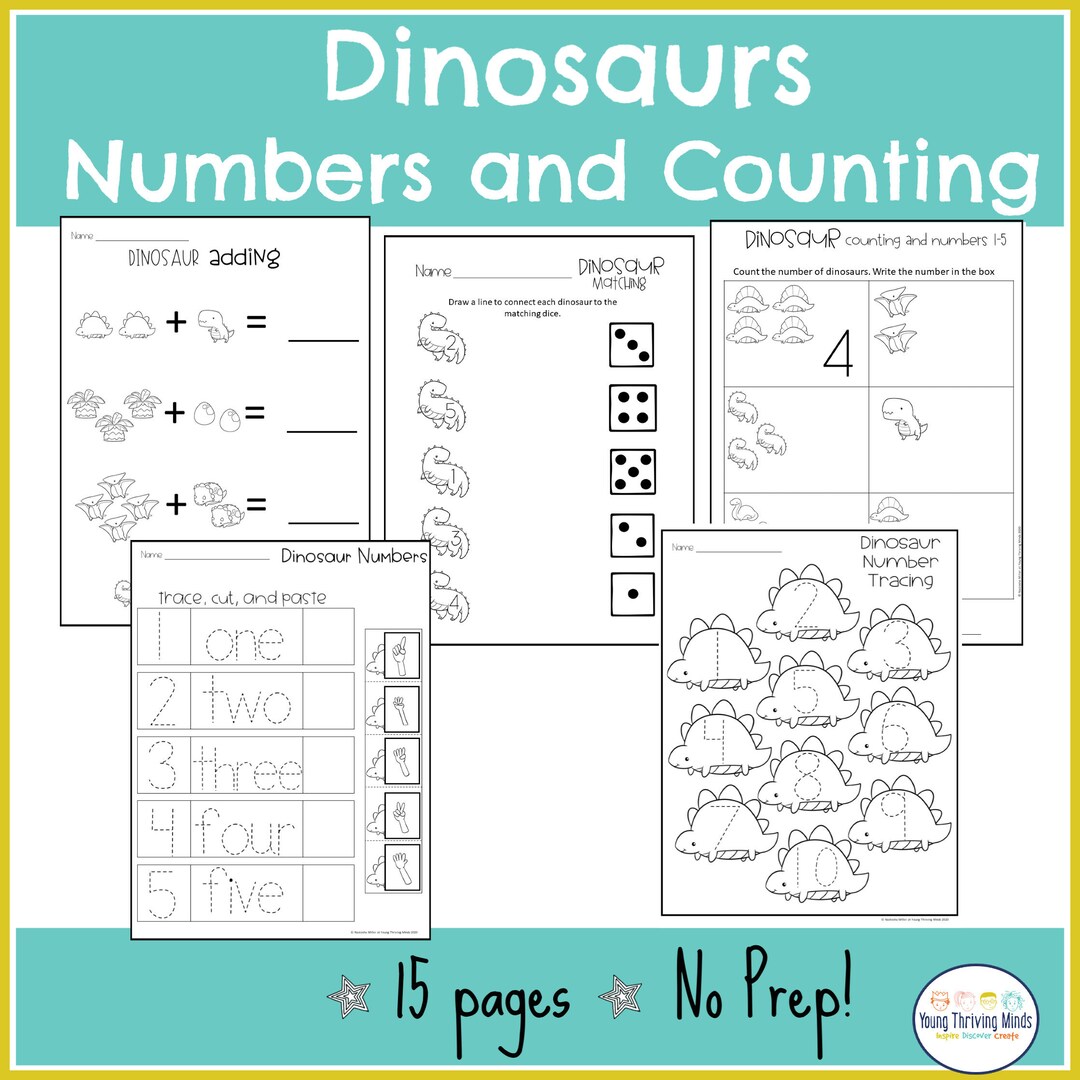 Preschool Pre K Kindergarten Numbers and Counting Math Bundle- Dinosaur ...