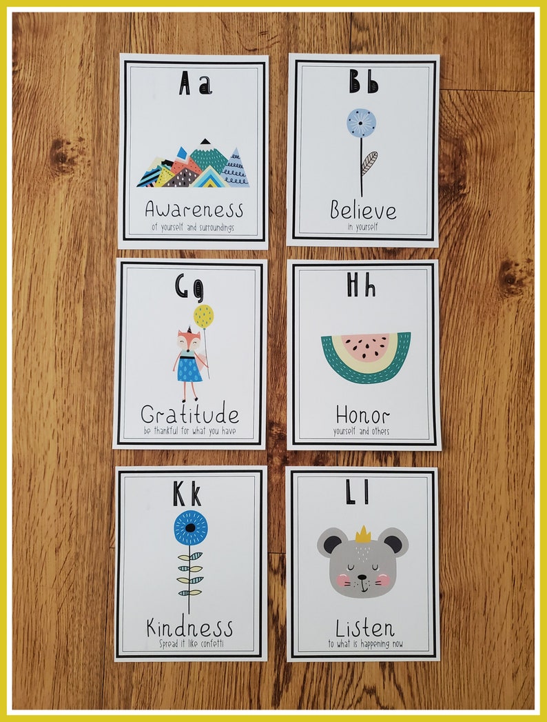 Mindfulness Alphabet Flash Card Mindfulness Printable Home - Etsy