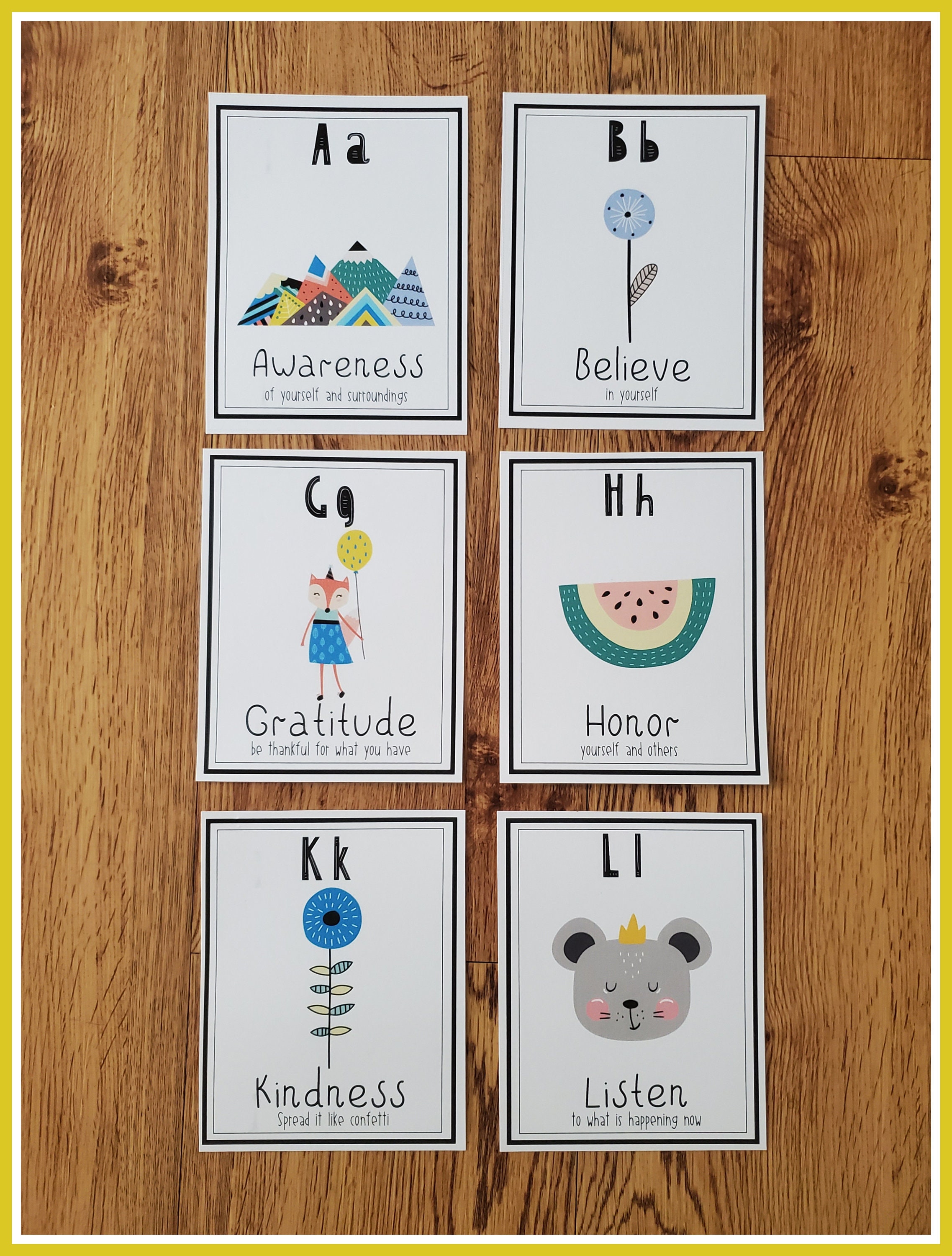 Mindfulness Alphabet Flash Card, Mindfulness Printable, Home School ...