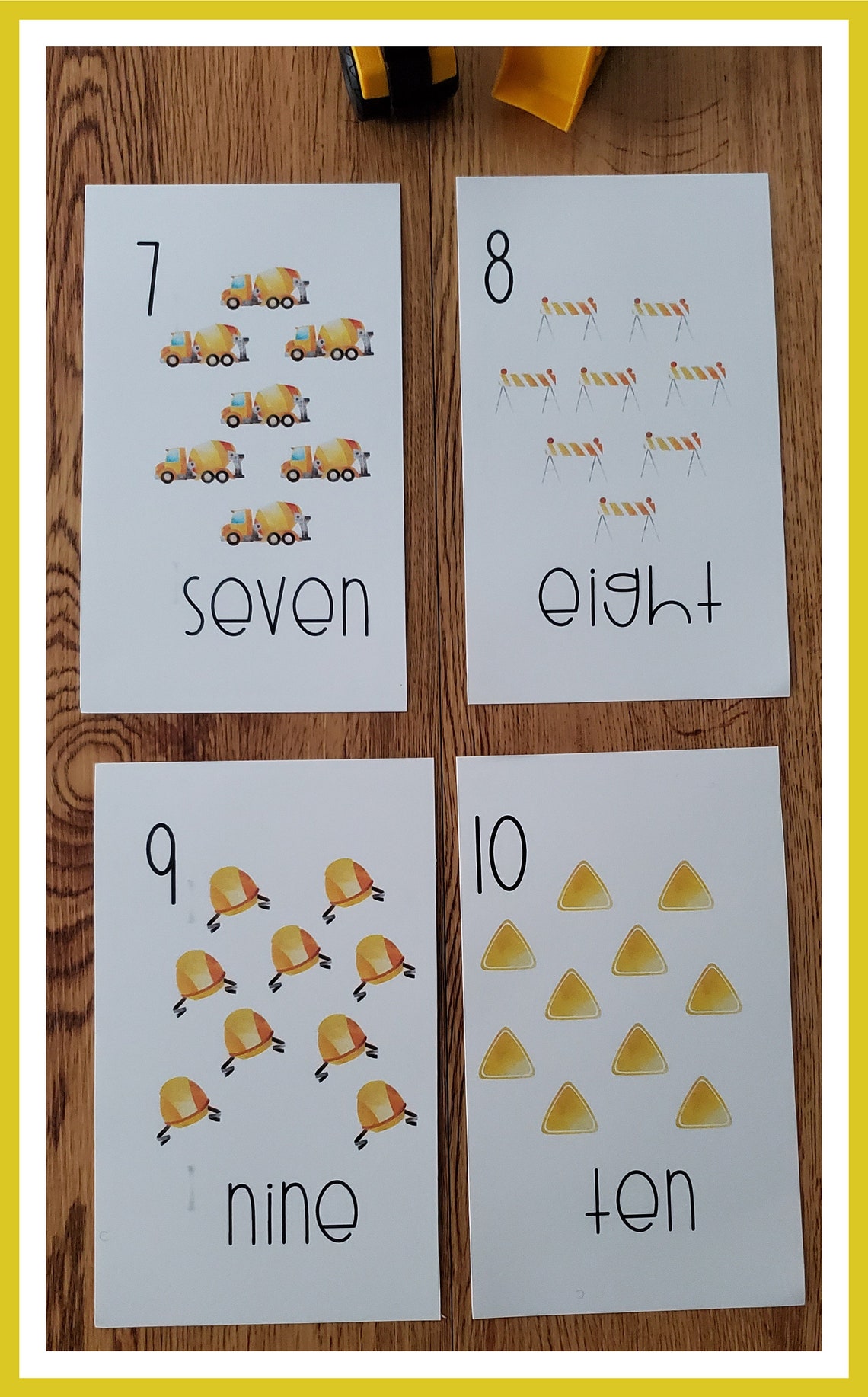 Construction Theme Flash Cards Number Practice Number 1-10 | Etsy