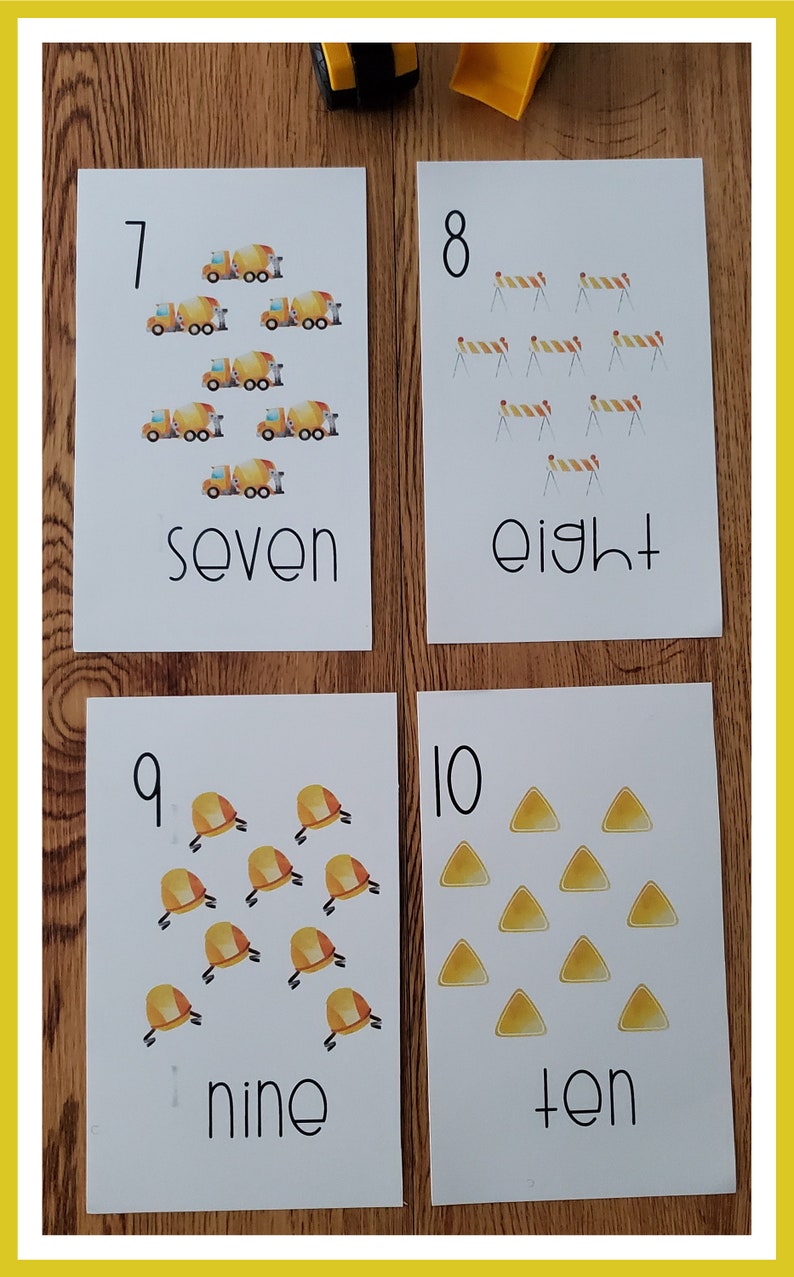 Construction Theme Flash Cards Number Practice Number 1-10 | Etsy