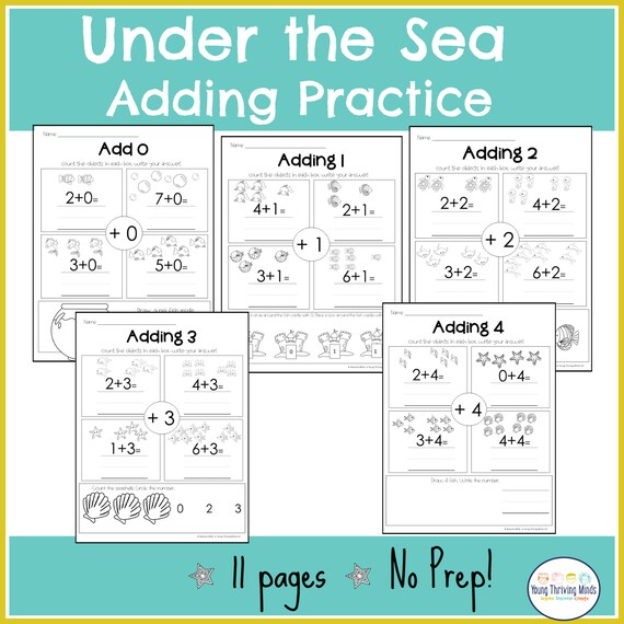 Adding Practice Preschool Printable Numbers and Counting | Etsy
