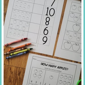 Apple Theme Pre K Activity Printable Numbers & Counting, Alphabet ...