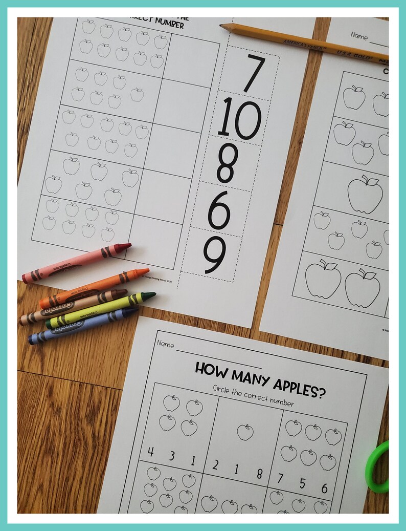Apple Theme Pre K Activity Printable Numbers & Counting, Alphabet ...