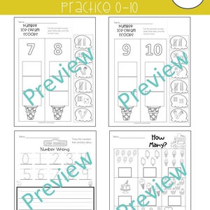 Preschool Pre K Kindergarten Numbers and Counting Math Bundle- Ice ...