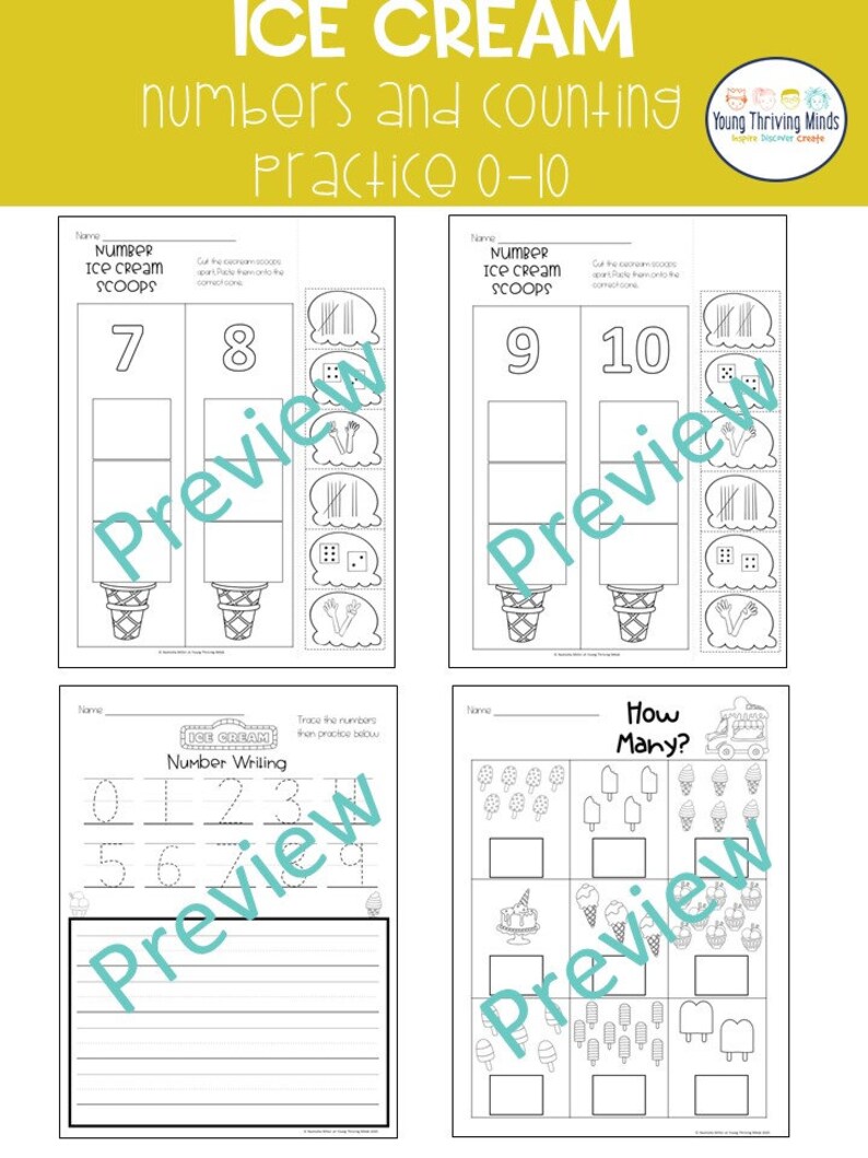 Preschool Pre K Kindergarten Numbers and Counting Math Bundle- Ice ...