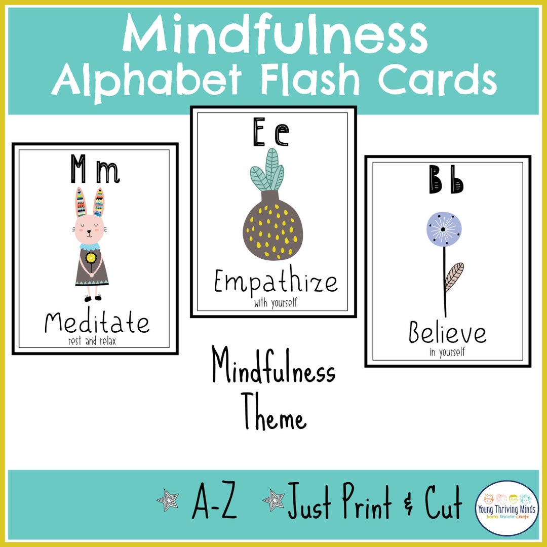 Mindfulness Alphabet Flash Card Mindfulness Printable Home - Etsy